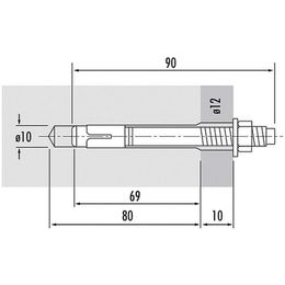 Hailo Bolzenanker Hilti M10x90 Stahl verzinkt 1.4571/ASTM316ti 3er-Set