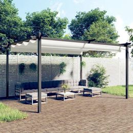 Pavillon Familienzelt mit Ausziehbarem Dach 4x3 m Creme vidaXL
