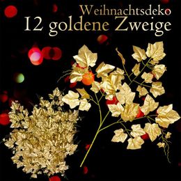 Weihnachtsdeko Christmas Dekozweige Deko Zweige in Gold Künstlich 12x Zweig Weinstockzweige Kunstpflanze Dekoration 12 Stück Decovego