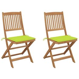 MAISONCHIC - 2er Set Gartenstühle Gartensessel Klappbare Stühle für Garten Terrasse Balkon mit Kissen Massivholz Akazie DE99741 - Grün