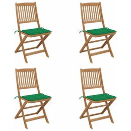 MAISONCHIC - 4er Set Gartenstühle Gartensessel Klappbare Stühle für Garten Terrasse Balkon mit Kissen Massivholz Akazie DE95696