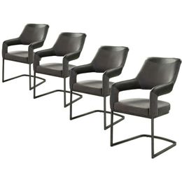 ProCom 4er Set Schwingstuhl Esszimmerstuhl Küchenstuhl Sessel anne schwarz grau Micro...