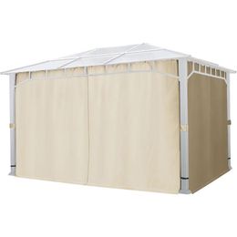 4 Seitenteile für Gartenpavillon Sunset Deluxe 3x4 m - Polyester ca. 180 g/m² mit Reißverschluss - champagner - champagnerfarben