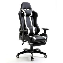 SVITA - Gaming Stuhl Bürostuhl Schreibtischstuhl Drehstuhl Fußablage ergonomisch Schwarz/Weiß