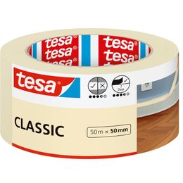 Tesa Malerband CLASSIC - Abdeckband zum Abkleben bei Malerarbeiten - lösungsmittelfrei, rückstandslos entfernbar - 50 m x 50mm - beige