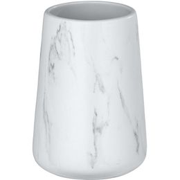 Zahnputzbecher Adrada Keramik, in Marmor-Optik, Weiß, Keramik weiß grau - weiß - Wenko