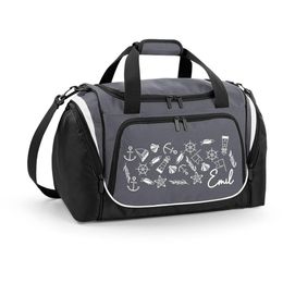 Mein Zwergenland Sporttasche 39L in grau mit Feuchtfach für Kinder mit Name
