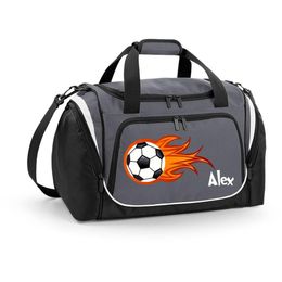 Mein Zwergenland Sporttasche 39L in grau mit Feuchtfach für Kinder mit Name