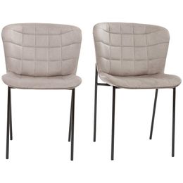 Miliboo Design-Stühle aus taupefarbenem Samt und schwarzem Metall (2er-Set) saiga - Taupe