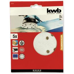 kwb - Exenter-Schleifscheiben-Set, Ø150mm, Körnung 80, 5 Stück