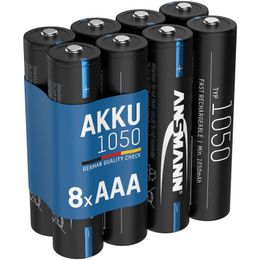 Akku aaa 1050mAh NiMH 1,2V - wiederaufladbar, hohe Kapazität (8 Stück) - Ansmann