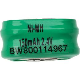 NiMH Ersatz Knopfzellen-Akku Typ 2/V150H 3-Pins 150mAh 2,4V kompatibel mit Modellbau-Akkus, Solar-Leuchten uvm. - vhbw