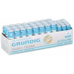 Alkaline-Batterien-Set 24 Stück AA/12 Stück aaa - Grundig