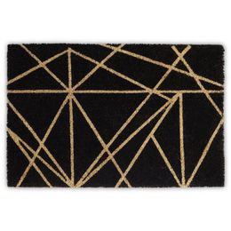 Fußmatte Muster aus Kokos, HxBxT: 1,5 x 60 x 40 cm, reckteckig, rutschfest, Kokosfaser, Gummi, schwarz-natur - Relaxdays