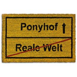 Relaxdays Fußmatte Kokos Motiv ponyhof 40 x 60 cm Kokosmatte mit rutschfester pvc Unterlage Fußabtreter aus Kokosfaser als Schmutzfangmatte und Sauberlaufmatte