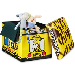 Relaxdays Faltbare Spielzeugkiste Giraffe hbt 32 x 48 x 32 cm stabiler Kinder Sitzhocker als Tier Spielzeugbox Kunstleder mit Stauraum ca. 37 l und Deckel zum