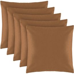 Bestlivings Dekokissen 40x40 im 5er Pack ( Braun ), Kissenbezug aus 100% Baumwolle - Dekoratives Kissen, weicher Bezug - Öko Tex - in vielen Farben - Braun