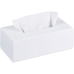 Tücherbox Bambus, Taschentuchbox mit Schiebeboden, Tissue Box für Taschentücher, HxBxT: 7,5 x 24 x 12 cm, weiß - Relaxdays