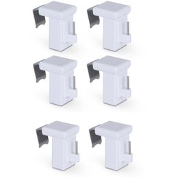 Bestlivings Klemmträger 6er Pack - für Vitragestangen - Fensterrahmen 10-27mm - Klemmfix Ersatzträger - ohne Bohren, Schrauben, Kleben, einfache Montage