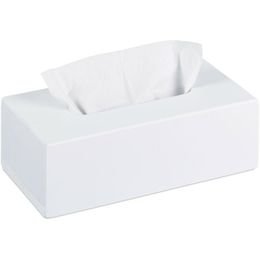 Kosmetiktuchbox, aus Bambus, Box für Kosmetik- & Taschentücher, Tücherbox nachfüllbar, Taschentuchbox, weiß - Relaxdays