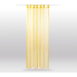 Bestlivings Gardine mit Schlaufen, Transparent Voile 140 x 245cm ( Breite x Länge ) in gelb - lemongelb, Schlaufenschal in vielen weiteren Farben und Größen