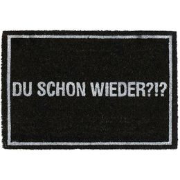 Fußmatte Kokos Du schon wieder, rutschfester Schuhabtreter, innen & außen, Kokosmatte 40x60 cm, schwarz/weiß - Relaxdays