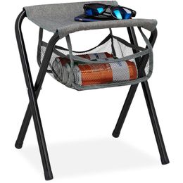 Campinghocker mit Tasche, faltbar, ohne Lehne, Camping, Garten, tragbarer Sitzhocker, hbt 40x35x30 cm, grau - Relaxdays