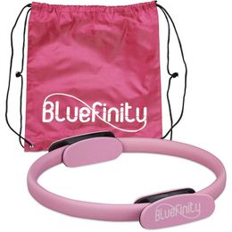 Relaxdays Bluefinity Pilates Ring mit Übungen, Doppelgriff, gepolstert, Widerstandsring Yoga, Fiberglas, Fitness Ring Ø 37cm, pink