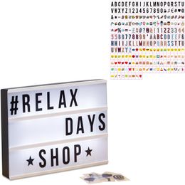 Relaxdays 2 tlg. Light Box Set, Leuchtbox mit 325 Buchstaben & Symbolen, LED Leuchtschild, HxBxT: 22 x 30 x 4,5 cm, weiß/schwarz