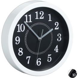 Relaxdays 1 x Wanduhr rund, ø 20cm, Kleine Uhr zum Aufhängen, Klassisches Design, batteriebetrieben, Sekundenzeiger, weiß