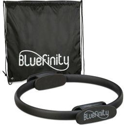 Relaxdays Bluefinity Pilates Ring mit Übungen, Doppelgriff, gepolstert, Widerstandsring Yoga, Fiberglas, Ring ø 37 cm, schwarz