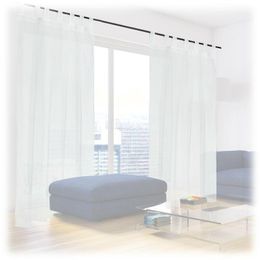 Relaxdays 2 x Gardine, HxB: 245x140 cm, halbtransparente Vorhänge, Vorhangschals Wohn- & Schlafzimmer, Schlaufengardinen, weiß