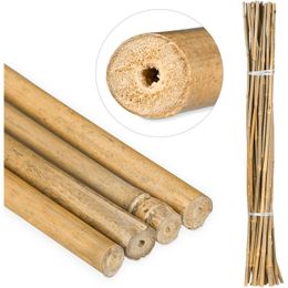 Bambusstäbe 105cm, aus natürlichem Bambus, 25 Stück, Bambusstangen als Rankhilfe oder Deko, zum Basteln, natur - Relaxdays
