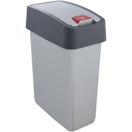 keeeper Premium -Mülldose mit Klappdeckel, weicher Berührung, 10 l, silberne Farbe
