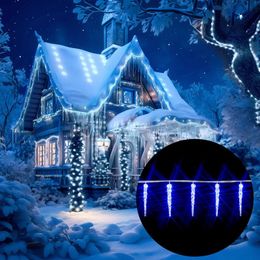 Deuba Led Lichterkette Eiszapfen Eisregen Innen Außen Weihnachtsbeleuchtung 80 Eiszapfen led Blau