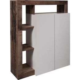 Dmora Sideboard im modernen Design mit 2 Türen und Regalen, Aufbewahrungsschrank, Küchenbuffet, Sideboard Made in Italy, 108x42h127 cm, Farbe Weiß