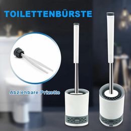 Toilettenbürste SONNI Silikon ohne bohren 2 in 1 mit Pinzette & Klobürste Halter Wandmontage WC Bürste