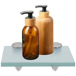 Glasablage Glasregal ideal für Bad. Dusche und zur modernen Dekoration mit Halterung aus Edelstahl 8 mm 20x10 cm Milchglas - HENGDA