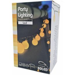 Spetebo LED Party Lichterkette mit 80 Kugeln - warm weiß mit Netzteil - Festbeleuchtung mit ca. 16 m Länge - Pavillon Außen Party Garten Beleuchtung