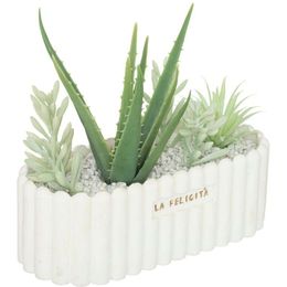 Atmosphera - Kunstpflanzen: Aloe und Sukkulenten im Keramiktopf rivi, h. 20 cm