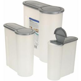 Spetebo Streu Dose - 3 tlg / 1-4 Liter - Deckel aufklappbar - Aufbewahrung Box Behälter