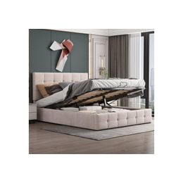 WISHDOR Polsterbett Doppelbett Bett mit Stauraum ohne Matratze (Polsterbett 140*200