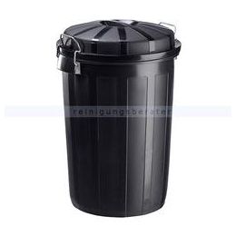 BAZI Rossignol Mülleimer mit Bügeln und Deckel schwarz 95 L Müllbehälter mit Bügeln und Deckel