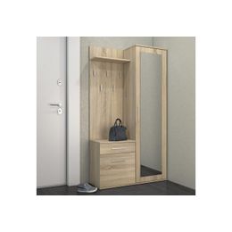 Beautysofa Kompaktgarderobe Fiora (Garderobenschrank + Paneel + Schuhschrank