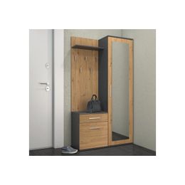 Beautysofa Kompaktgarderobe Fiora (Garderobenschrank + Paneel + Schuhschrank