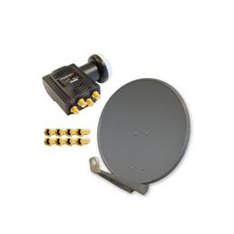 PremiumX DELUXE85 Alu Anthrazit 85cm Antenne SAT Schüssel + DELUXE LNB Quad SAT-Antenne