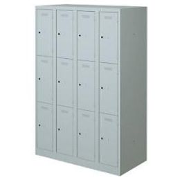 Bisley Primary Stahl Garderobenschrank 3 Türen 4 abteile Schlüssel 1.200 x 500 x 1.800 mm Hellgrau