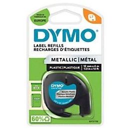 Dymo LT S0721730 / 91208 Authentic LetraTag Schriftband Selbstklebend Silver 12 mm x 4m