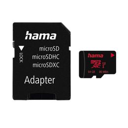Hama microSDXC, Memory Pro 4K, Adapter/Foto Speicherkarte (64 GB, Video Speed Class 30 (V30)/UHS Speed Class 3 (U3), 80 MB/s Lesegeschwindigkeit), schwarz