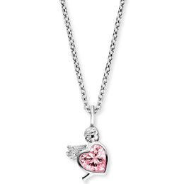 Herzengel Kette mit Anhänger Schmuck Geschenk, Little Heart, Schutzengel Herz, HEN-ANGEL-HEART-ZIM, mit Zirkonia (synth), rosa|silberfarben